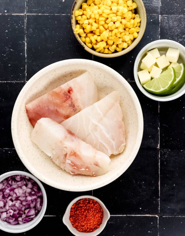 Cod en Papillote (Baked Cod in Parchment with Chili Lime and Corn)