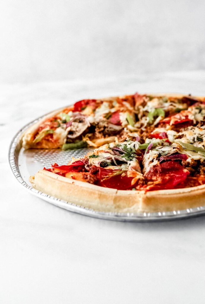 Supreme Pizza Recipe (Homemade with 6 Classic Toppings)