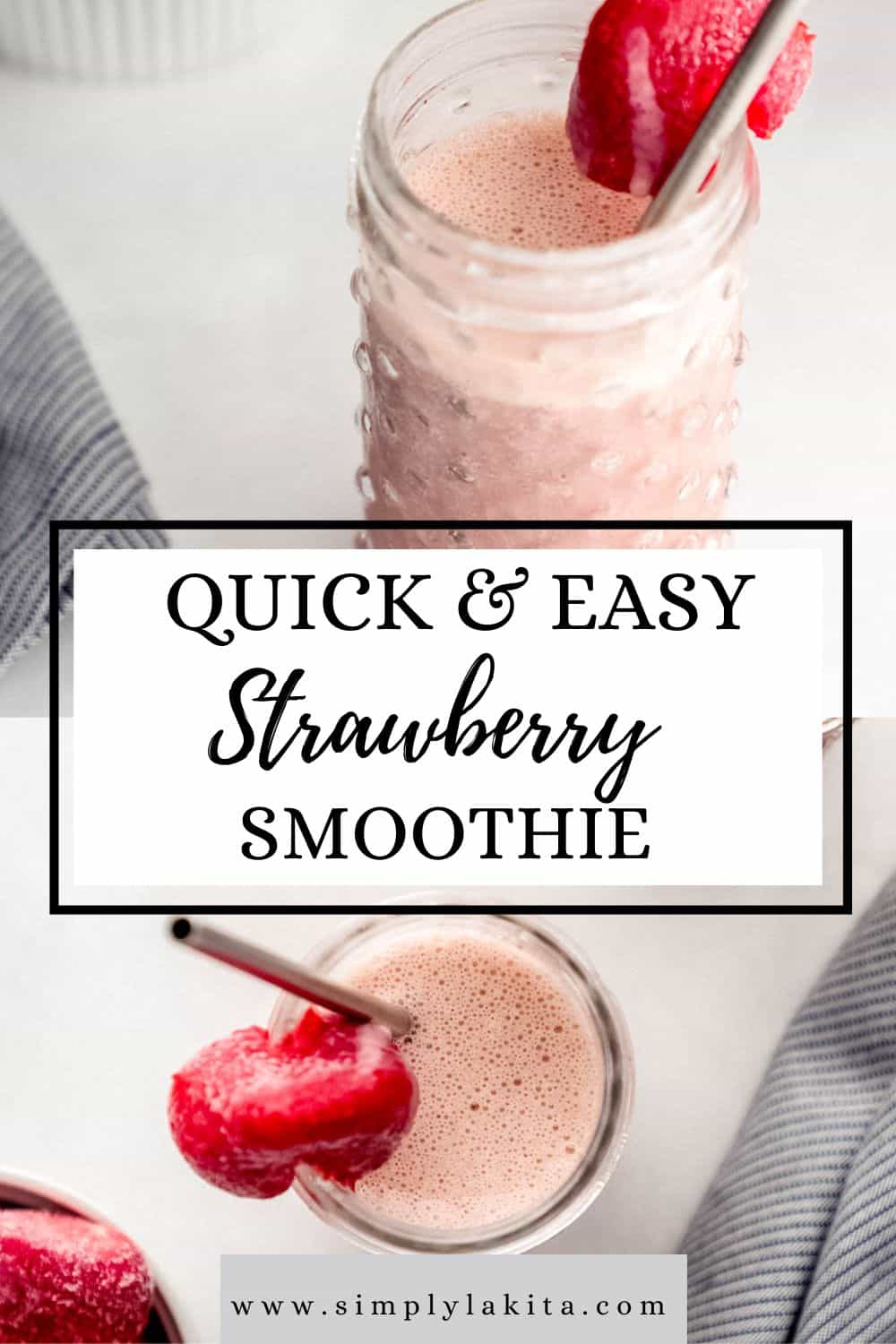 Easy Strawberry Smoothie Recipe (Just 3 Ingredients)