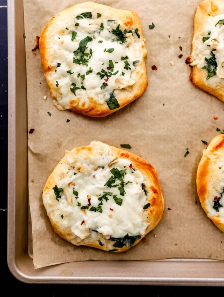 Mini Chicken Alfredo Biscuit Pizzas